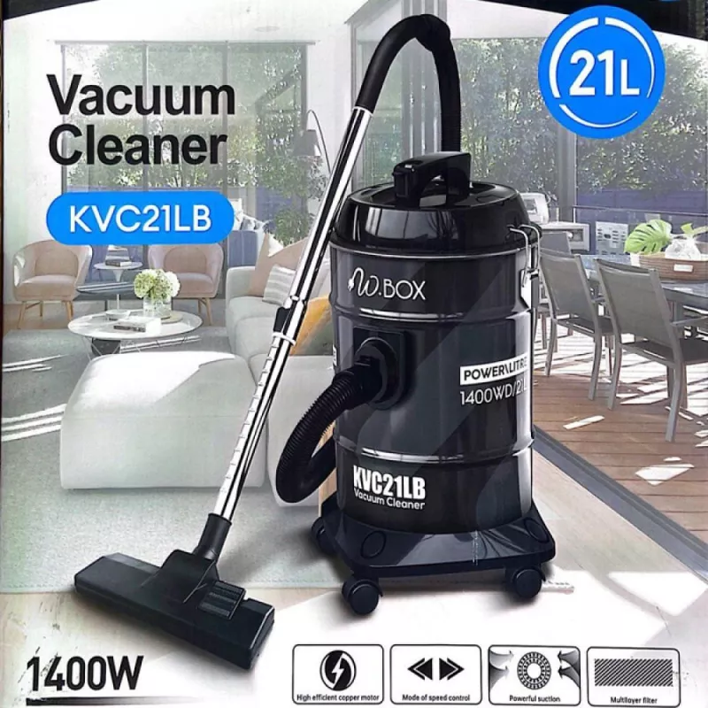 W Box 21 Liter Barrel Vacuum Cleaner - Black - Electranest