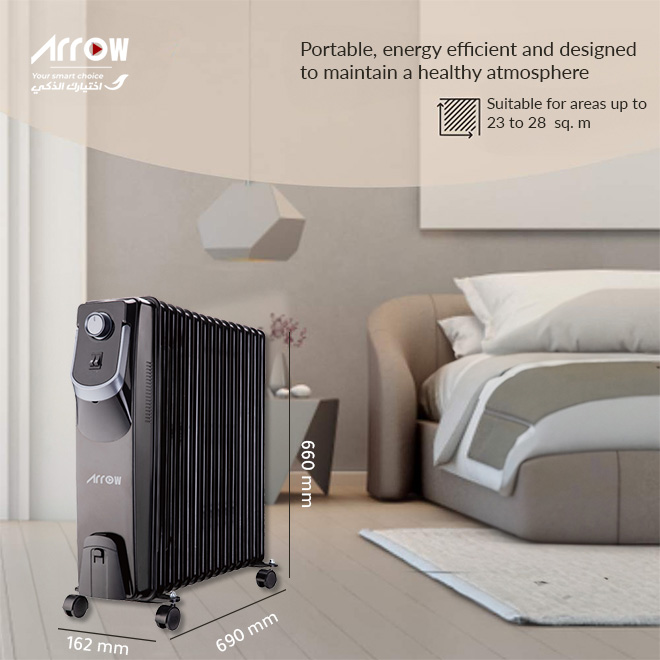 Arrow 2500W Electric Oil Heater with 13 Fins - Electranest