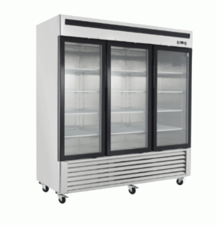 Bancool Refrigerator - 75 Cubic Feet - 3 Glass Doors - Stainless Steel ...