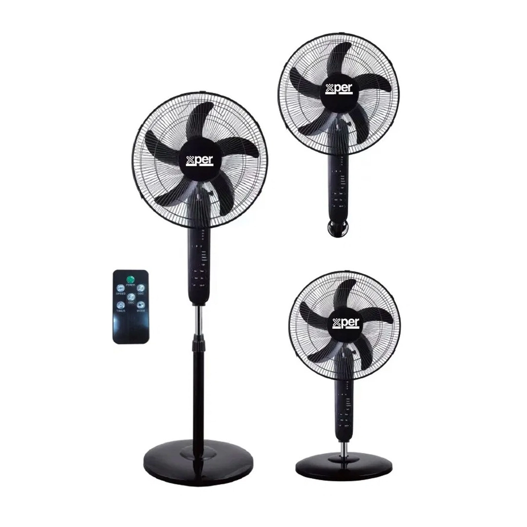 Xper 3-in-1 Stand Fan 70W 16-Inch with Remote - Black - Electranest